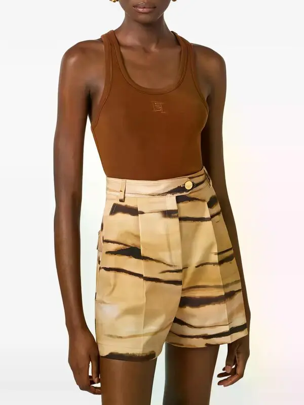 Elisabetta Franchi Embroidered Logo Tank Top - Brown