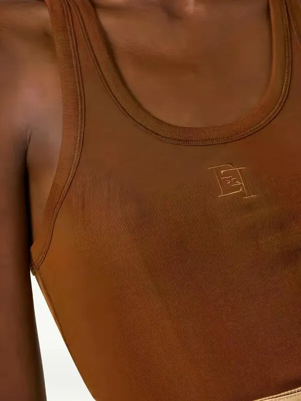 Elisabetta Franchi Embroidered Logo Tank Top - Brown