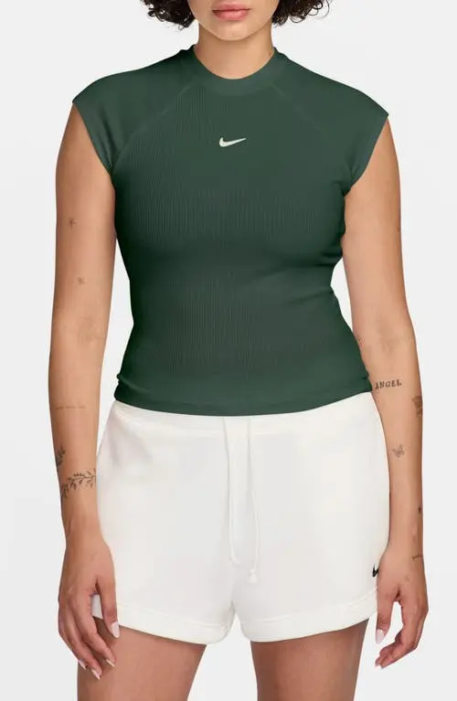 Nike Chill Crop Rib T-shirt - Fir/sail