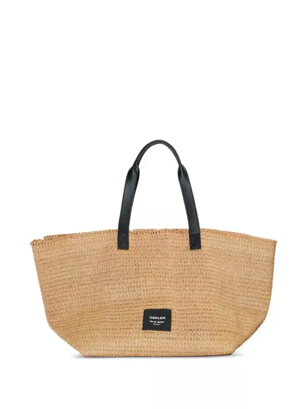 OSKLEN Leather Raffia Tote Bag