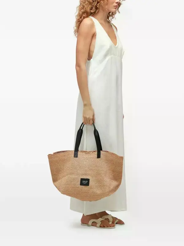OSKLEN Leather Raffia Tote Bag