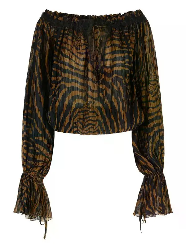 Blumarine Zebra-pattern Blouse - Brown