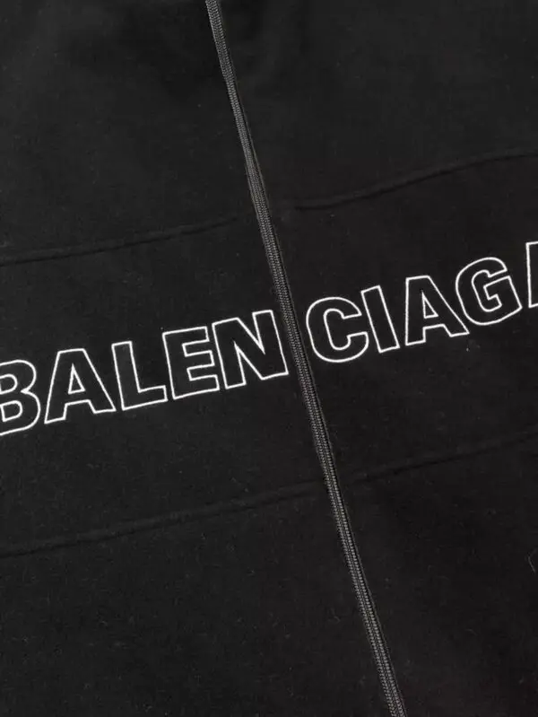 Balenciaga Logo-print Zip-up Wool Jacket