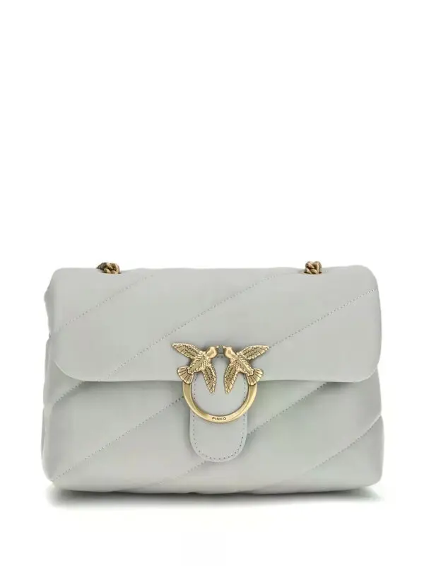 Pinko Love Quilted Shoulder Bag With Bird Hardware - Grey