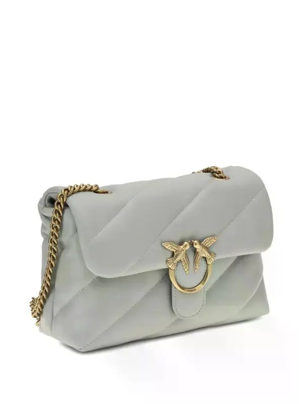 Pinko Love Quilted Shoulder Bag With Bird Hardware - Grey