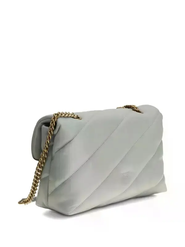 Pinko Love Quilted Shoulder Bag With Bird Hardware - Grey