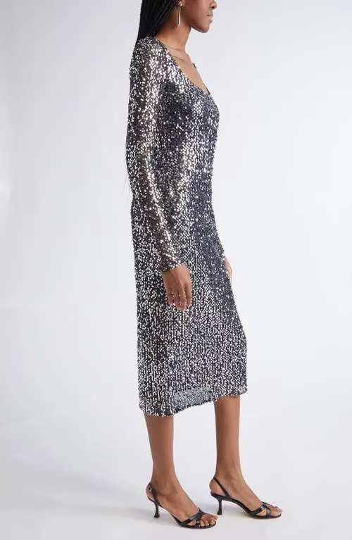 St. John Sequin Long Sleeve Sheath Dress