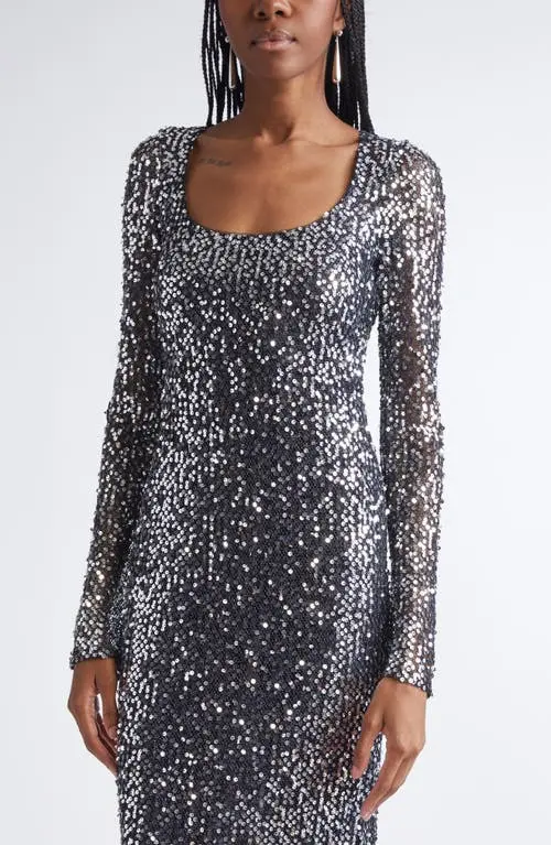 St. John Sequin Long Sleeve Sheath Dress