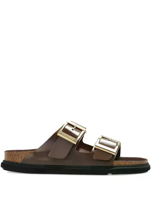 BIRKENSTOCK Arizona Buckle Patent Leather Sandals - Brown
