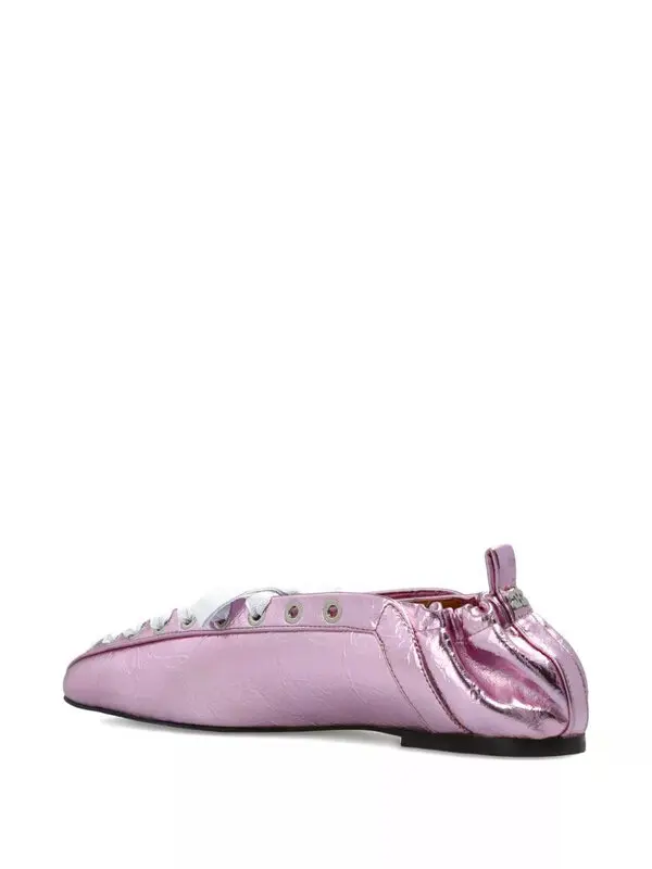 GANNI Lace-up Ballerinas - Pink