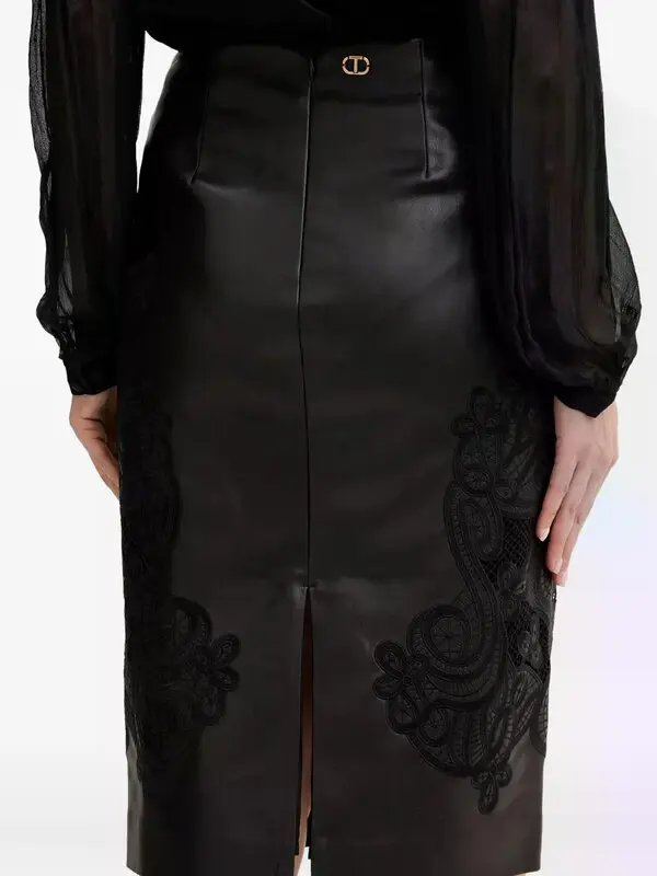 TWINSET Lace Panel Midi Skirt