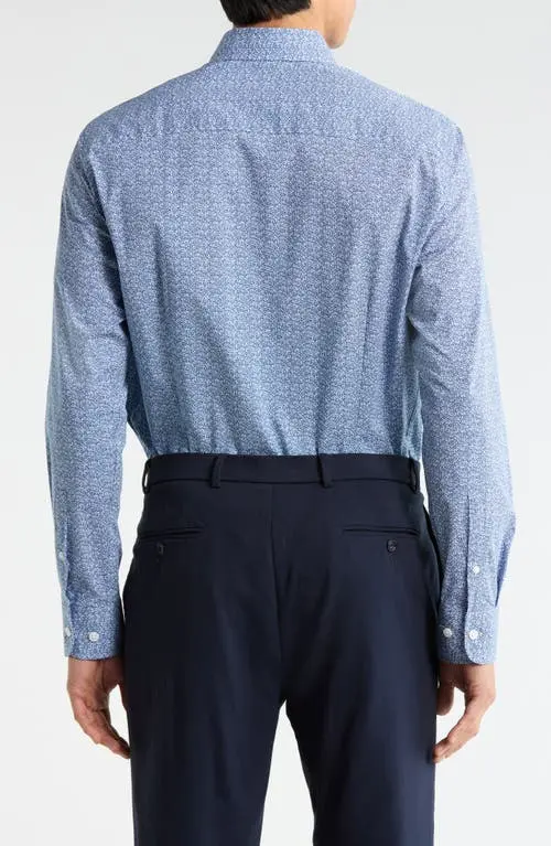 JACK VICTOR Marquis Floral Print Stretch Cotton Button-up Shirt