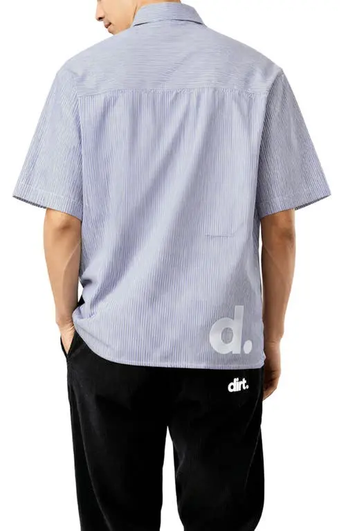 D.RT Oversize Pinstripe Short Sleeve Button-up Oxford Shirt