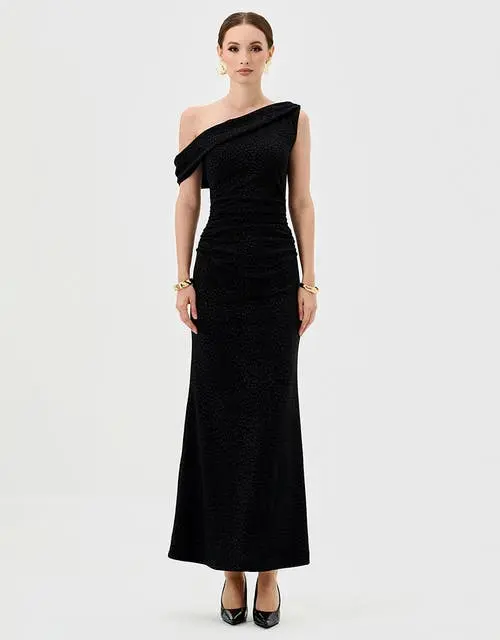 BARIANO Thaliah Drape Off-shoulder Maxi Gown