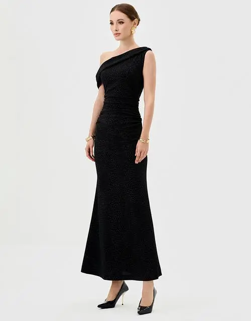 BARIANO Thaliah Drape Off-shoulder Maxi Gown
