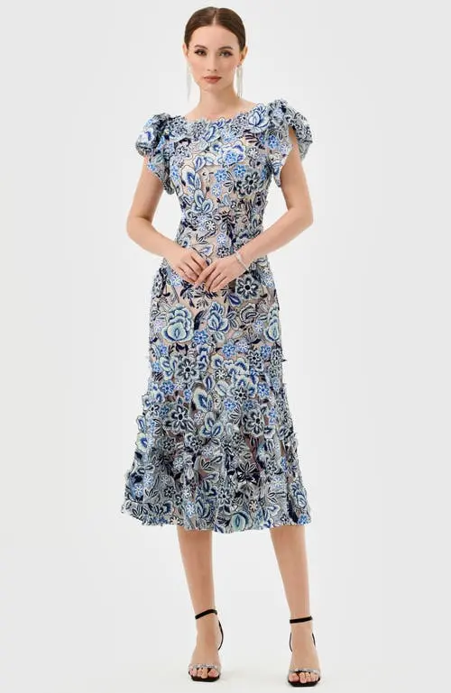 BARIANO Peri Flutter Sleeve Midi Dress