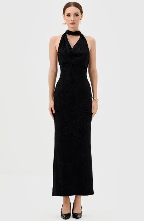BARIANO Tasie High Cowl Neck Midaxi Gown