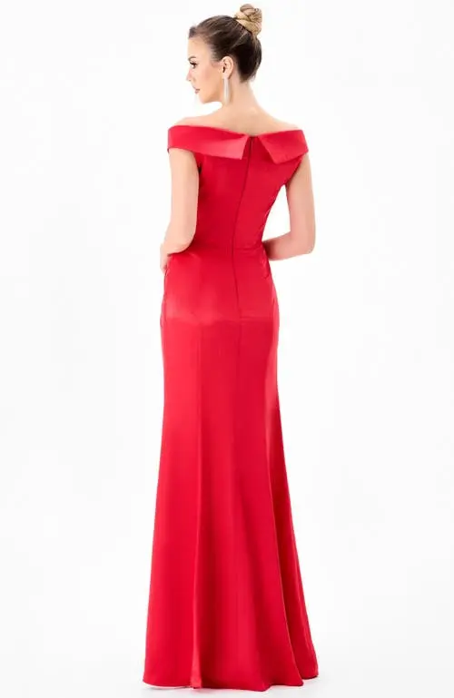 BARIANO Aliana Off-the-shoulder Gown With Front Slit