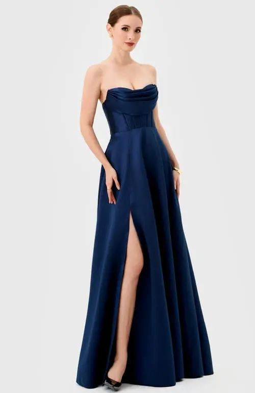 BARIANO Ameira Strapless Cowl Gown