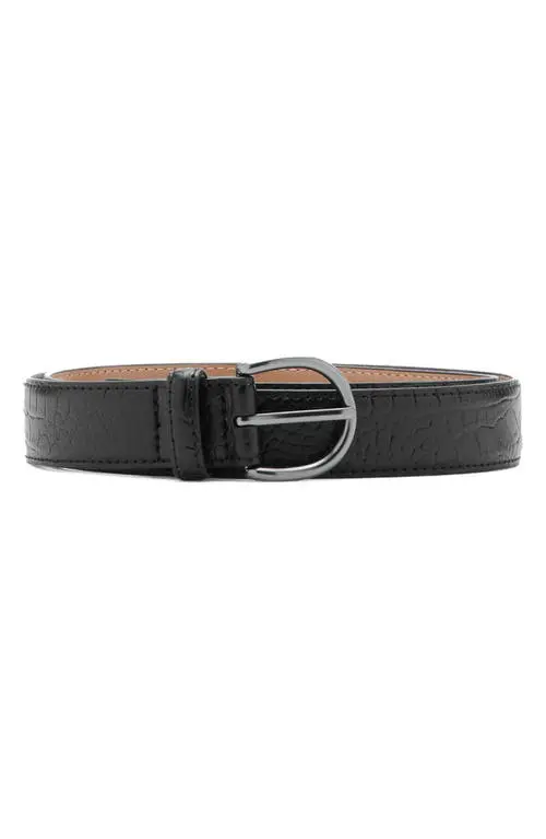Mango Croc-embossed Leather Belt - Black
