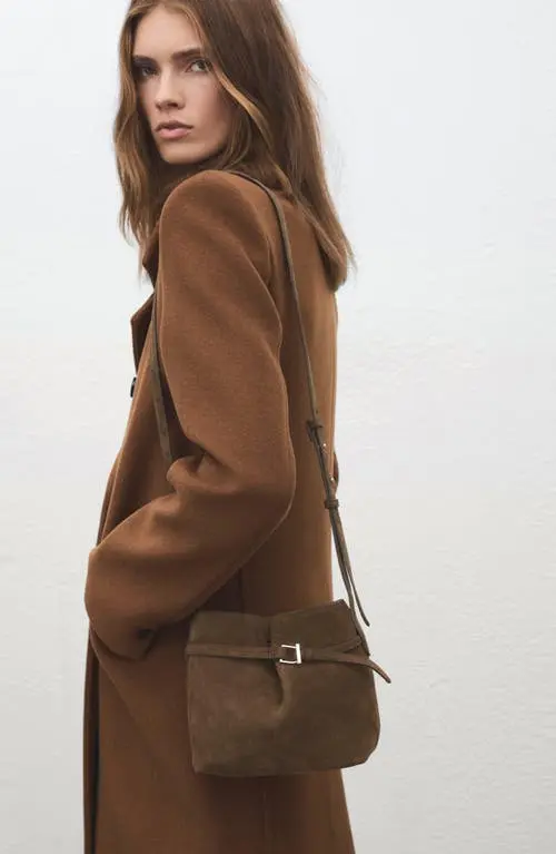 Mango Suede Buckle Shoulder Bag