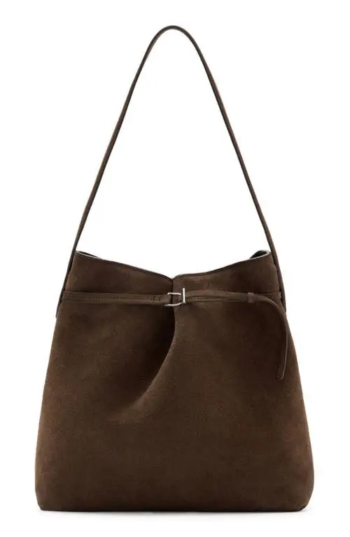 Mango Suede Buckle Bucket Bag