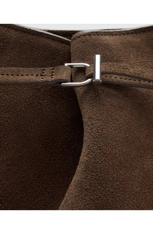 Mango Suede Buckle Bucket Bag