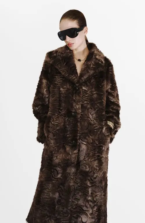 Mango Textured Faux Fur Coat