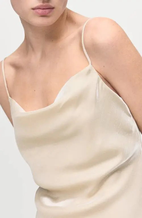 Mango Cowl Neck Satin Mini Slipdress - Ivory White