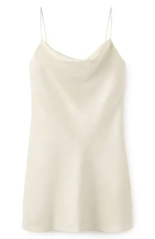 Mango Cowl Neck Satin Mini Slipdress - Ivory White