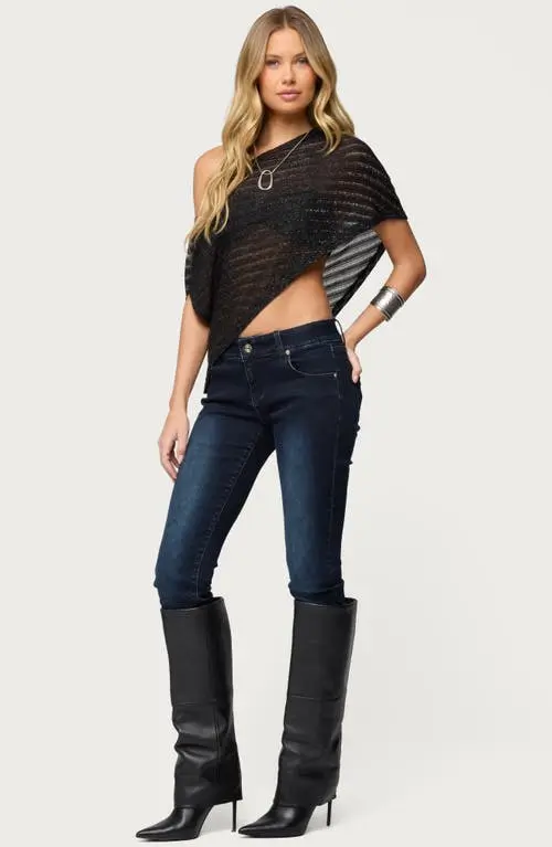EDIKTED Metallic Asymmetric One-shoulder Top - Black