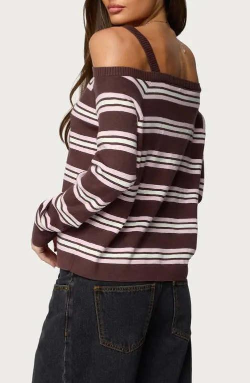 EDIKTED Striped Off-the-shoulder Sweater