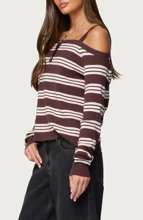EDIKTED Striped Off-the-shoulder Sweater
