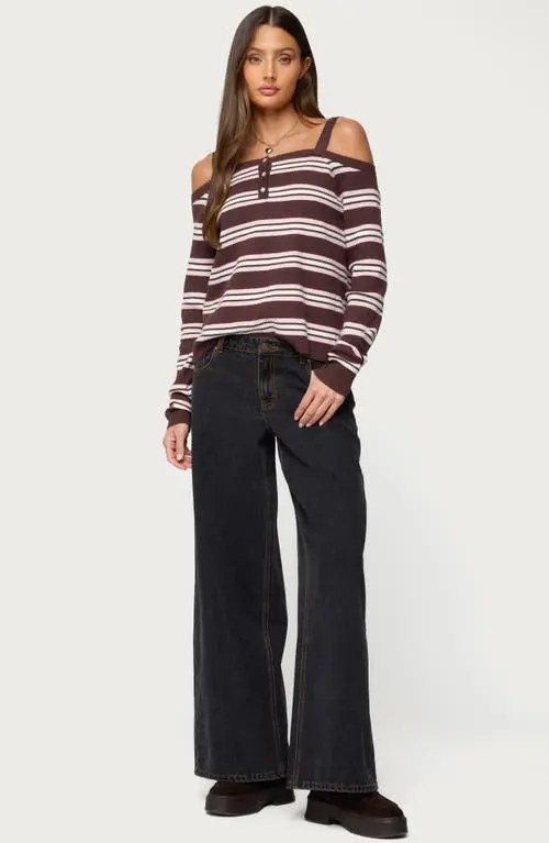 EDIKTED Striped Off-the-shoulder Sweater
