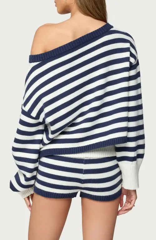EDIKTED Striped Oversized Cropped Sweater