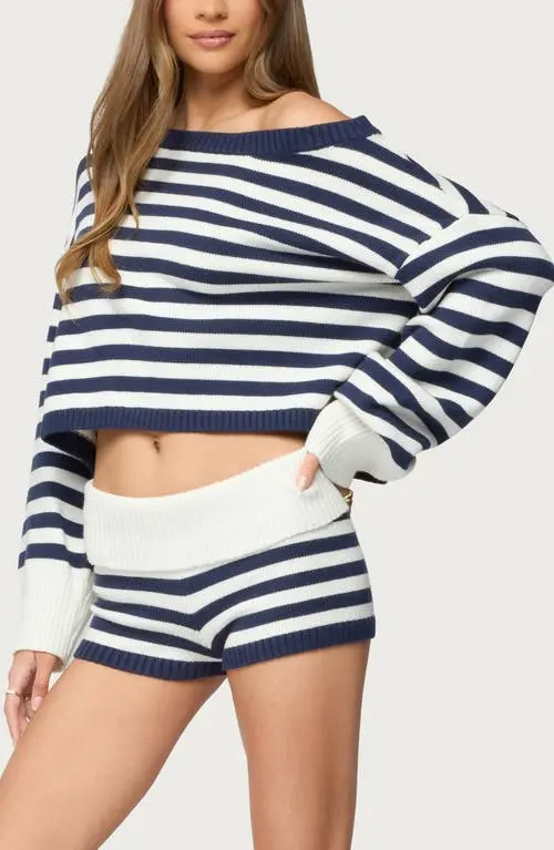 EDIKTED Striped Oversized Cropped Sweater