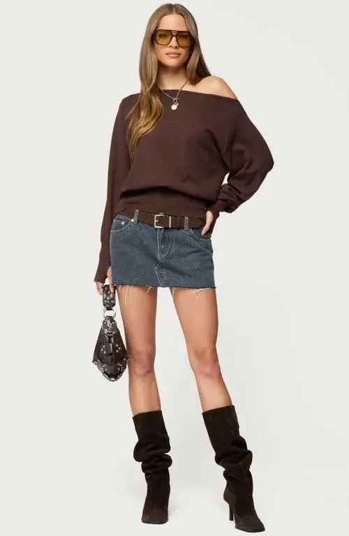 EDIKTED Oversized Off-the-shoulder Sweater - Brown