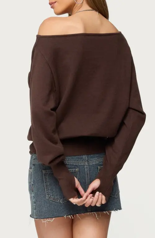 EDIKTED Oversized Off-the-shoulder Sweater - Brown