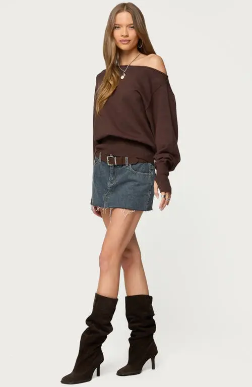 EDIKTED Oversized Off-the-shoulder Sweater - Brown