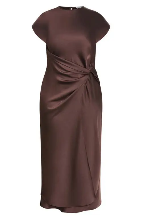 City Chic Beatrix Twist Satin Maxi Dress - Truffle