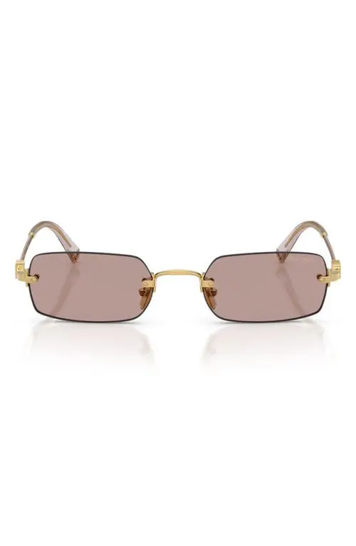 Miu Miu 52mm Rectangular Sunglasses - Gold/light Purple Brown
