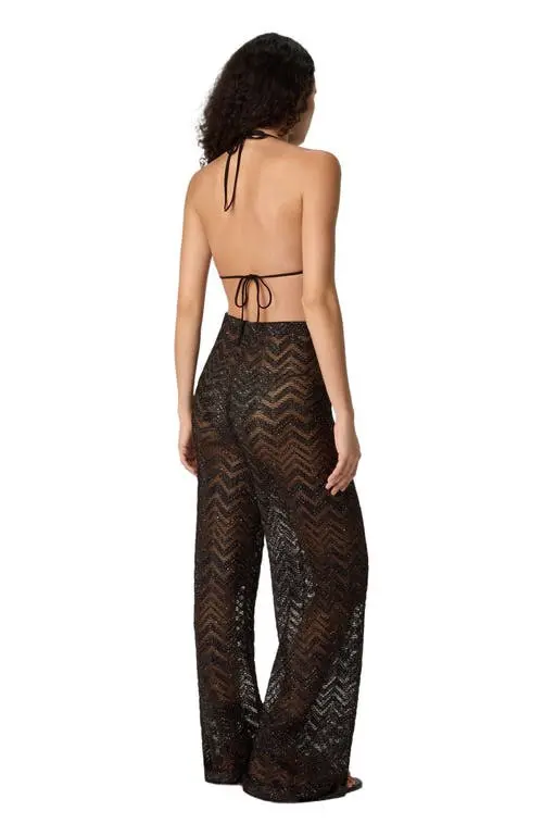 Missoni Zigzag Mesh Knit Wide Leg Trousers - Brown
