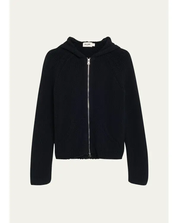 Still Here Hooded Zip-up Cotton Sweater