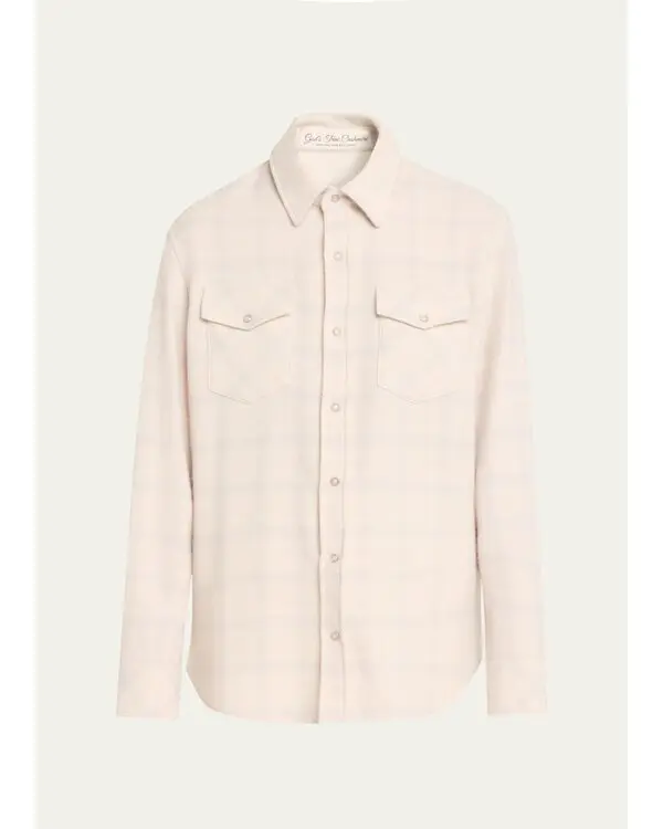 GOD'S TRUE CASHMERE Clarity Ombre Plaid Cashmere Flannel Shirt