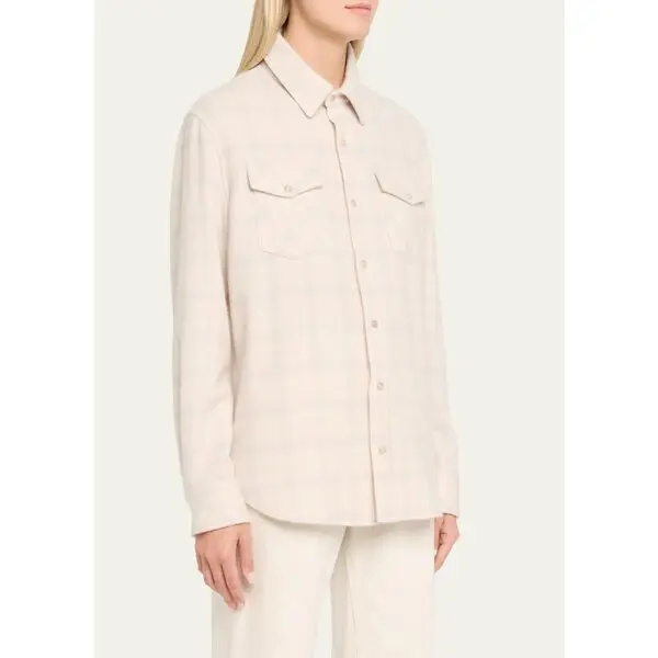 GOD'S TRUE CASHMERE Clarity Ombre Plaid Cashmere Flannel Shirt