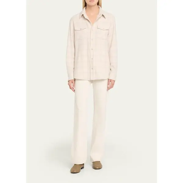 GOD'S TRUE CASHMERE Clarity Ombre Plaid Cashmere Flannel Shirt