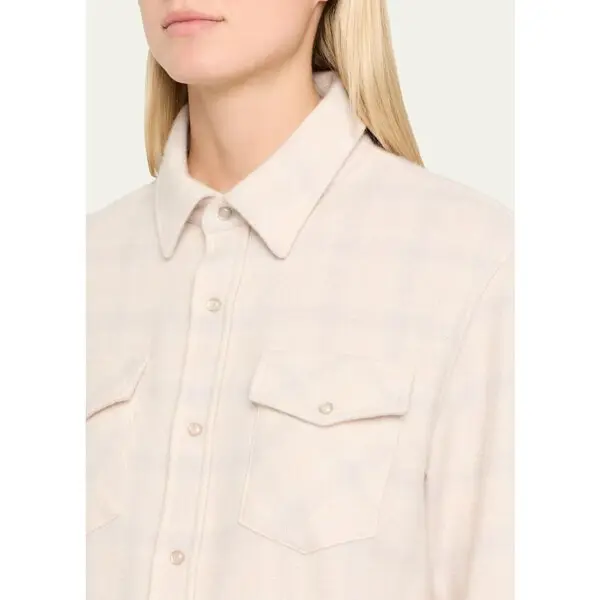 GOD'S TRUE CASHMERE Clarity Ombre Plaid Cashmere Flannel Shirt