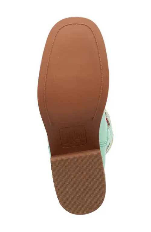 DINGO Embroidered Block Heel Boots - Mint