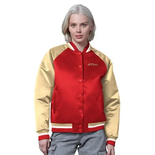 STARTER San Francisco 49ers Satin Varsity Jacket - Scarlet