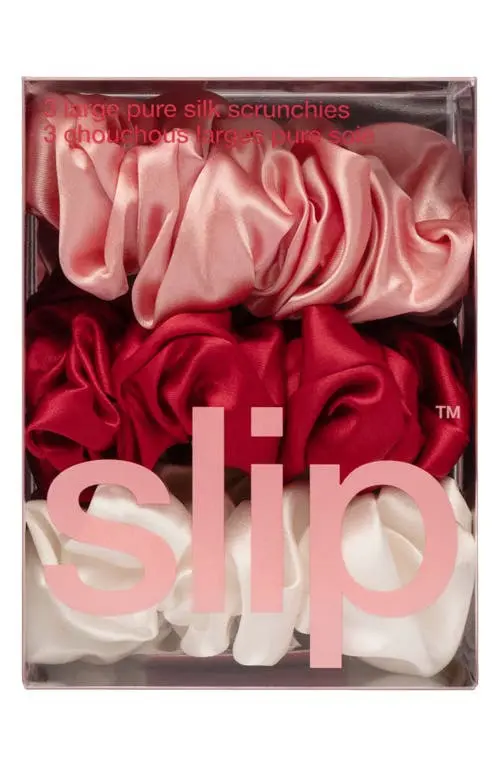 Slip 3-pack Large Silk Scrunchies - Rosy